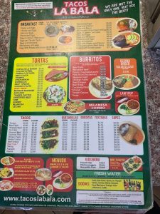 Tacos La Bala Menu (update February 2026)